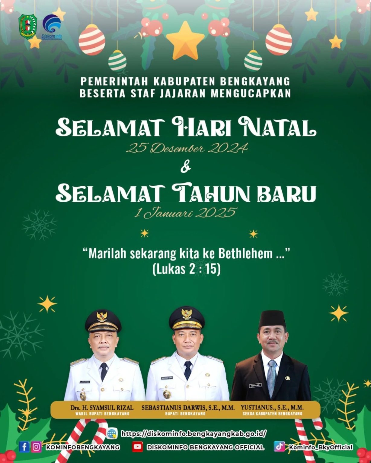 Pemerintah Kabupaten Bengkayang Beserta Staf Jajaran Mengucapkan Selamat Hari Natal, 25 Desember ...