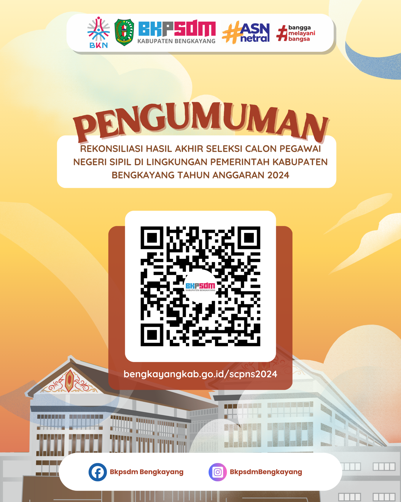 PENGUMUMAN REKONSILIASI HASIL AKHIR SELEKSI CALON PEGAWAI NEGERI SIPIL DI LINGKUNGAN PEMERINTAH ...