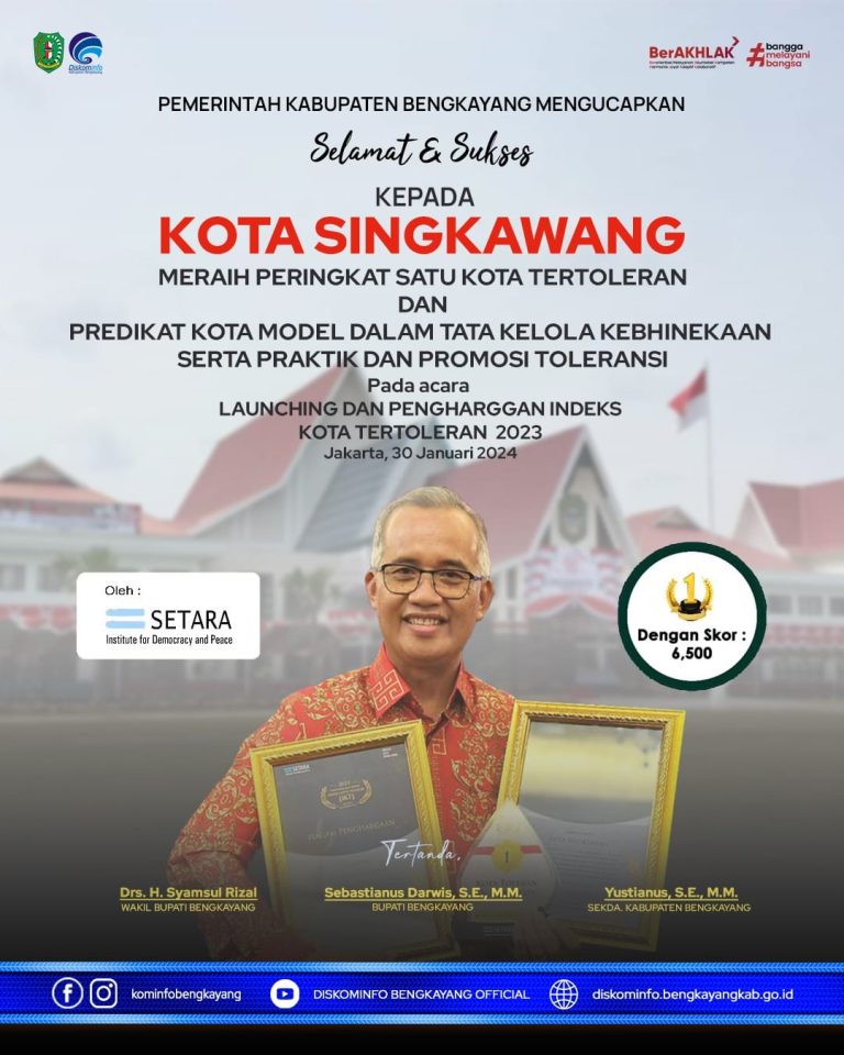 Pemerintah Kabupaten Bengkayang mengucapkan selamat kepada Kota Singkawang, yang kembali meraih ...