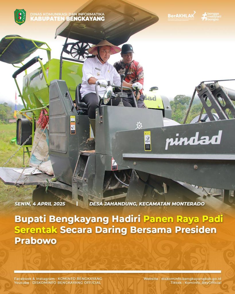 Bupati Bengkayang Hadiri Panen Raya Padi Serentak Secara Daring Bersama Presiden Prabowo ...